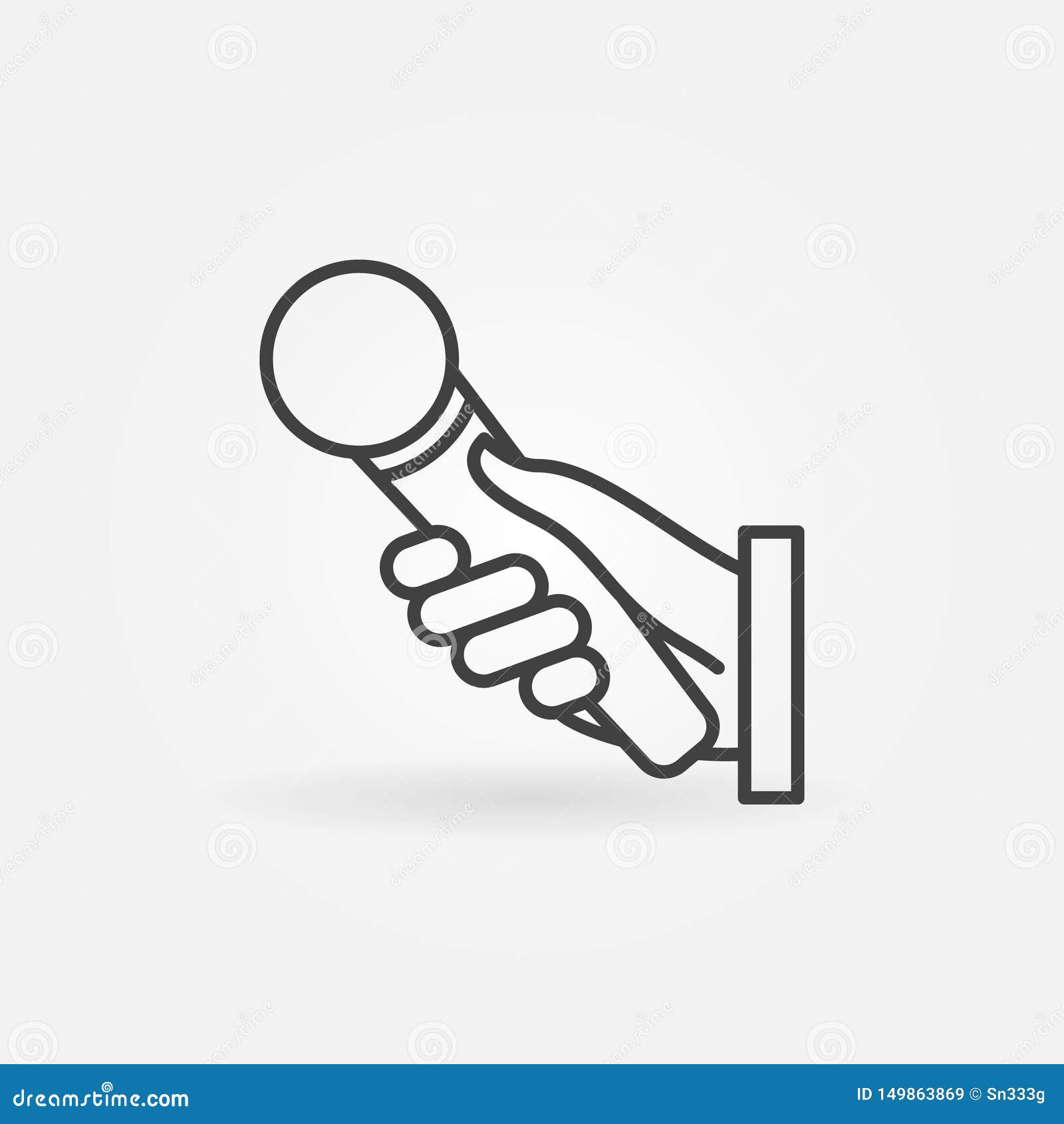Hand with Mic Vector Concept Icon in Thin Line Style Stock Vector ...