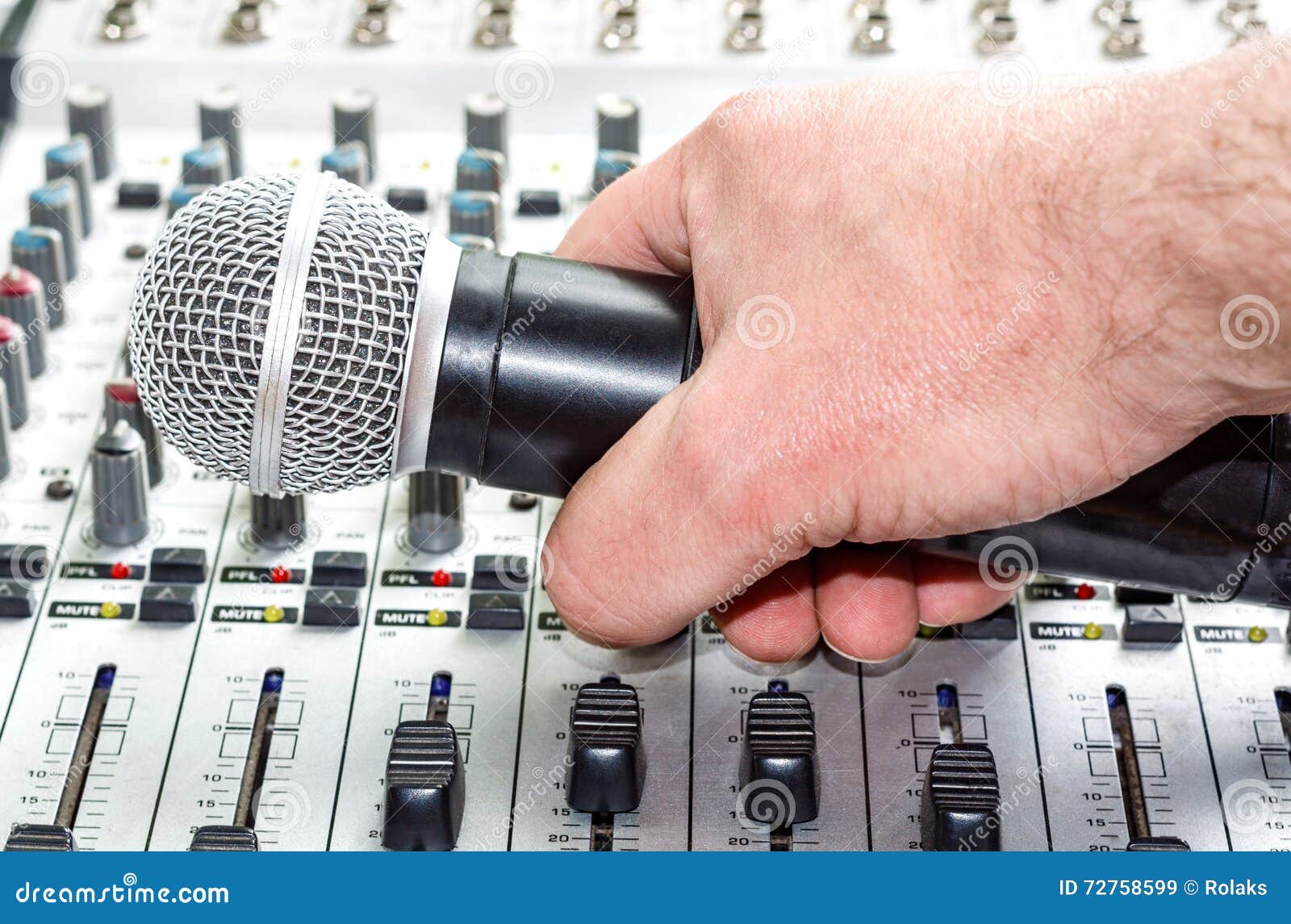 Hand with microphone stock image. Image of control, audio - 72758599