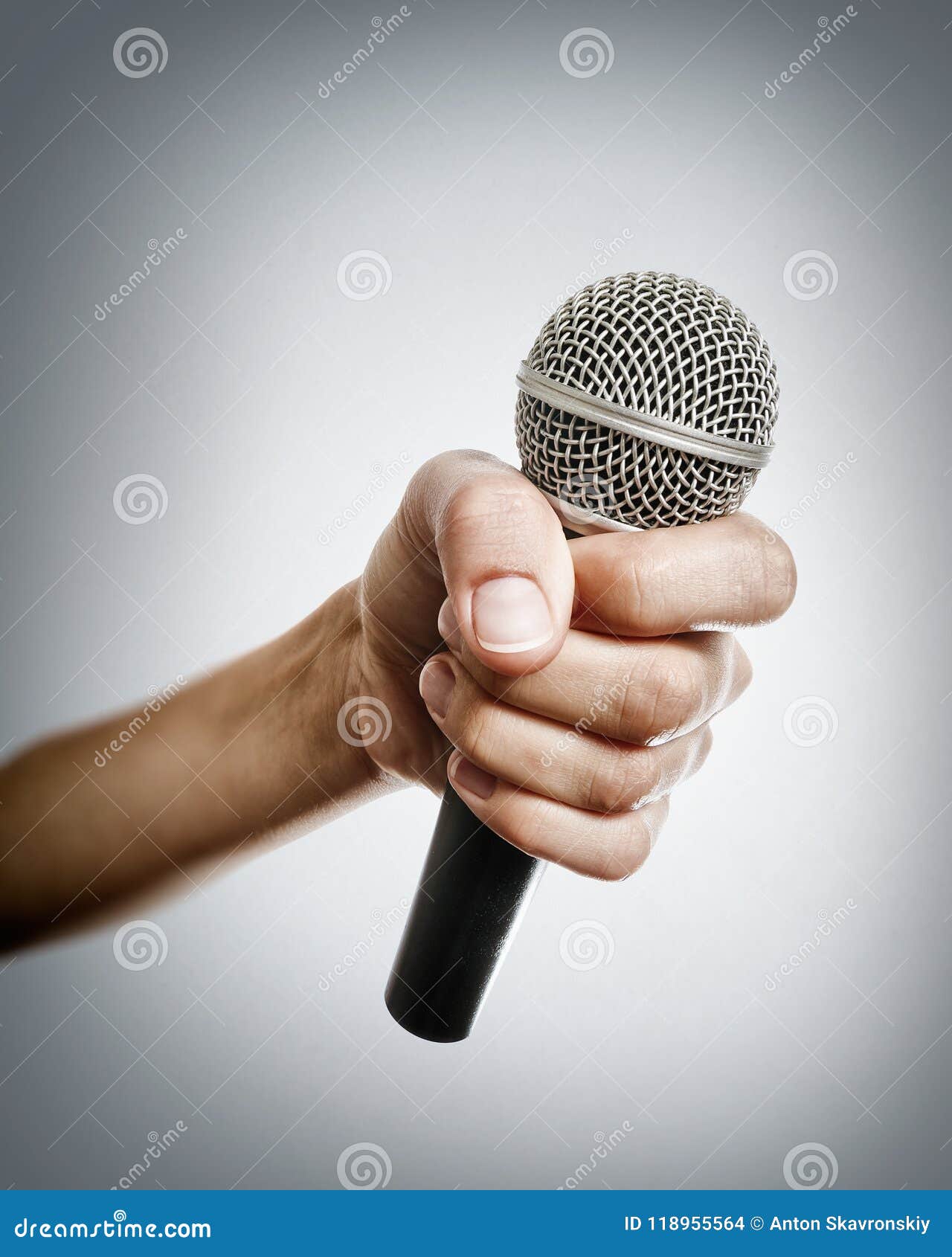 Hand with microphone stock photo. Image of interview - 118955564