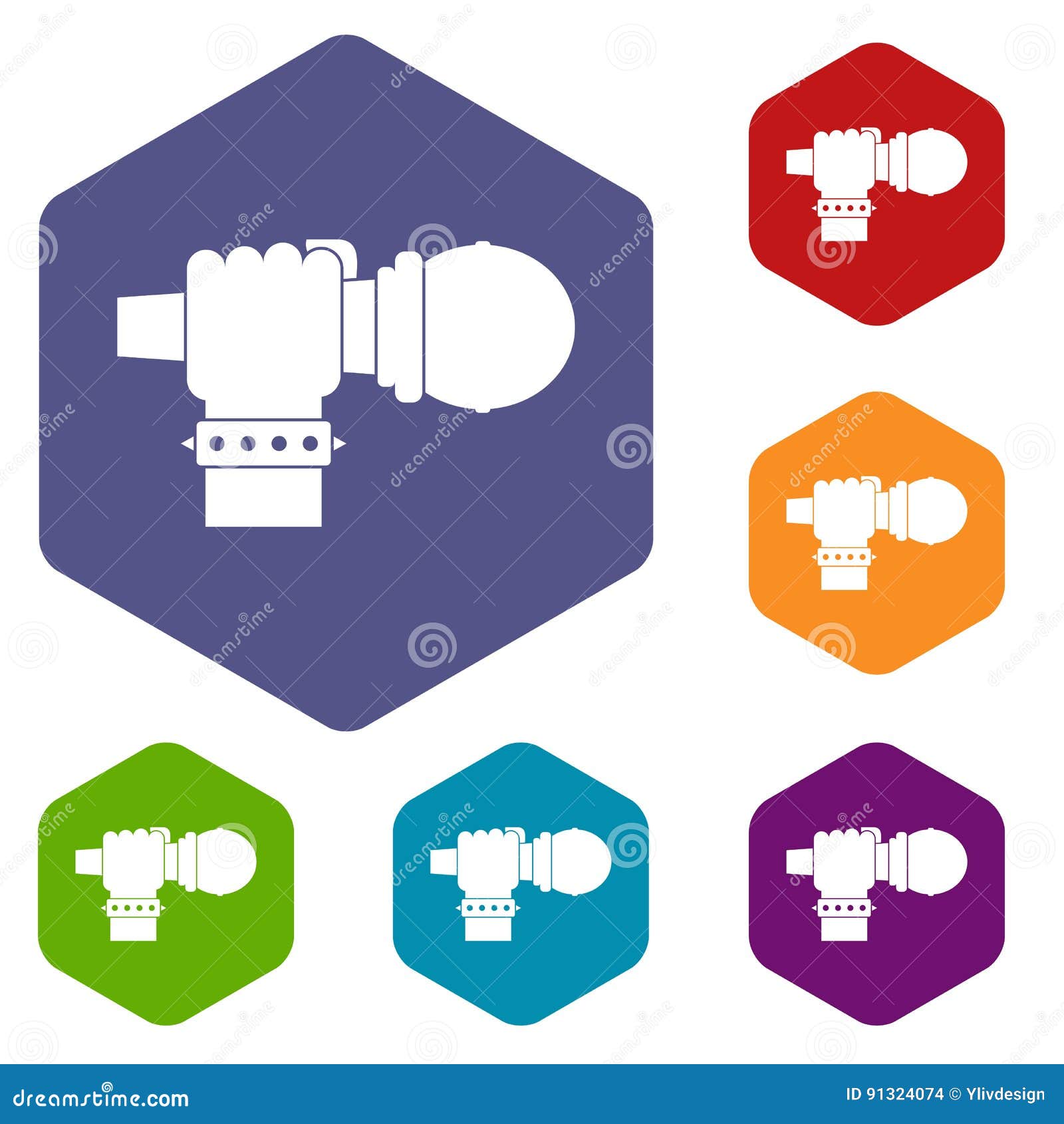 Hand Microphone Icons Set Hexagon Stock Vector - Illustration of singer ...