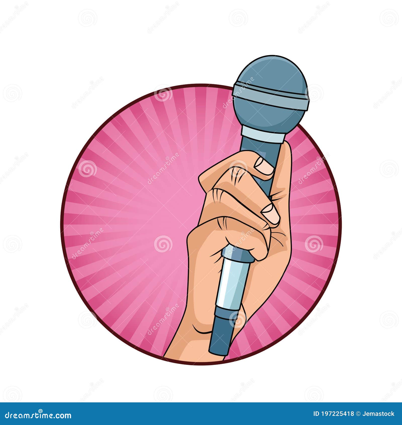 Hand with Microphone Pop Art Style Icon Stock Vector - Illustration of ...