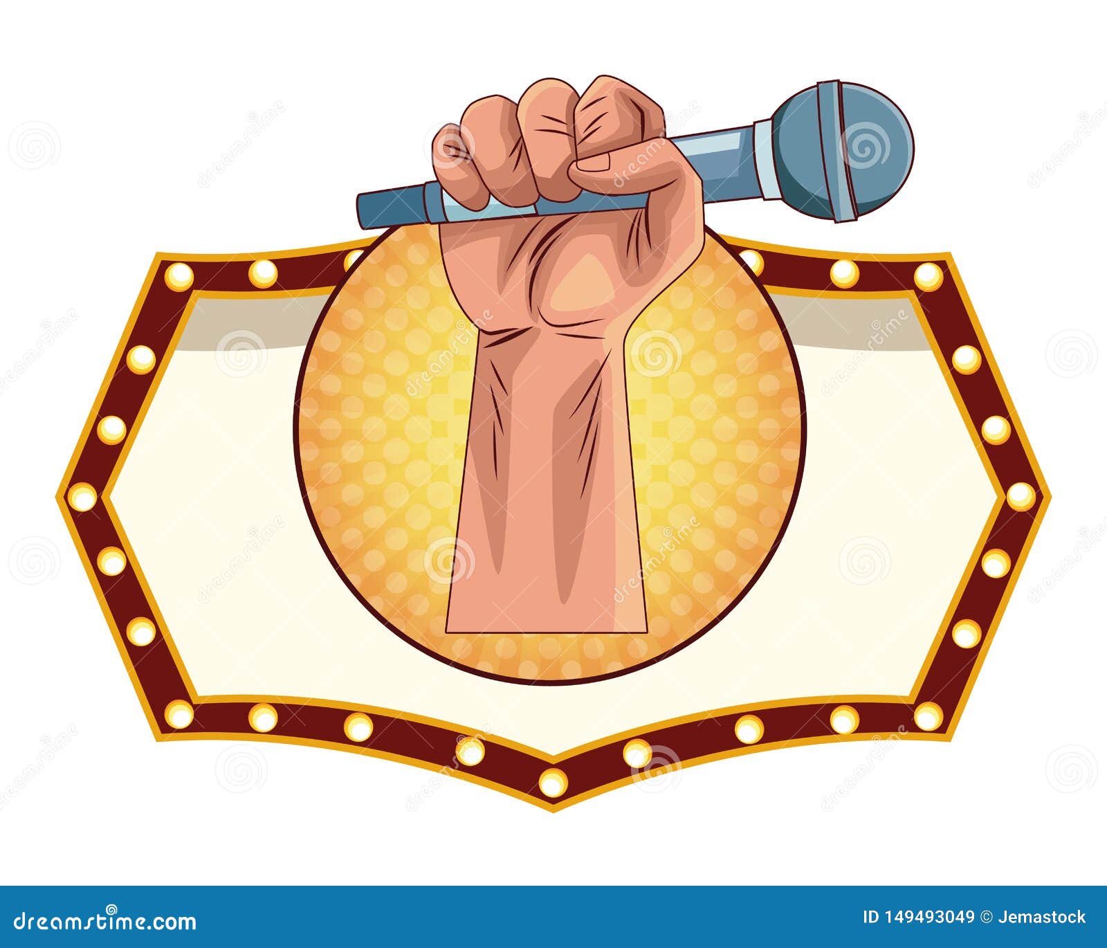 Hand with Microphone Round Icon Stock Vector - Illustration of classic ...