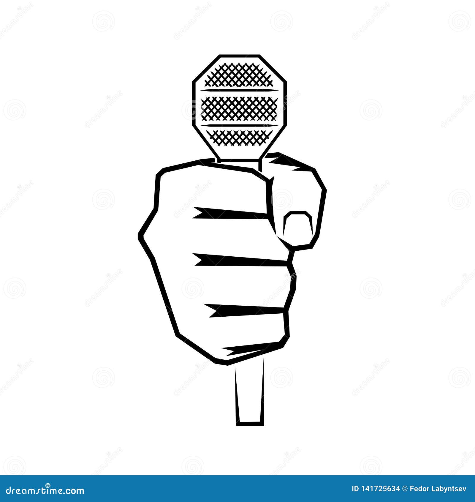 Hand with Microphone Vector Icon Stock Vector - Illustration of ...
