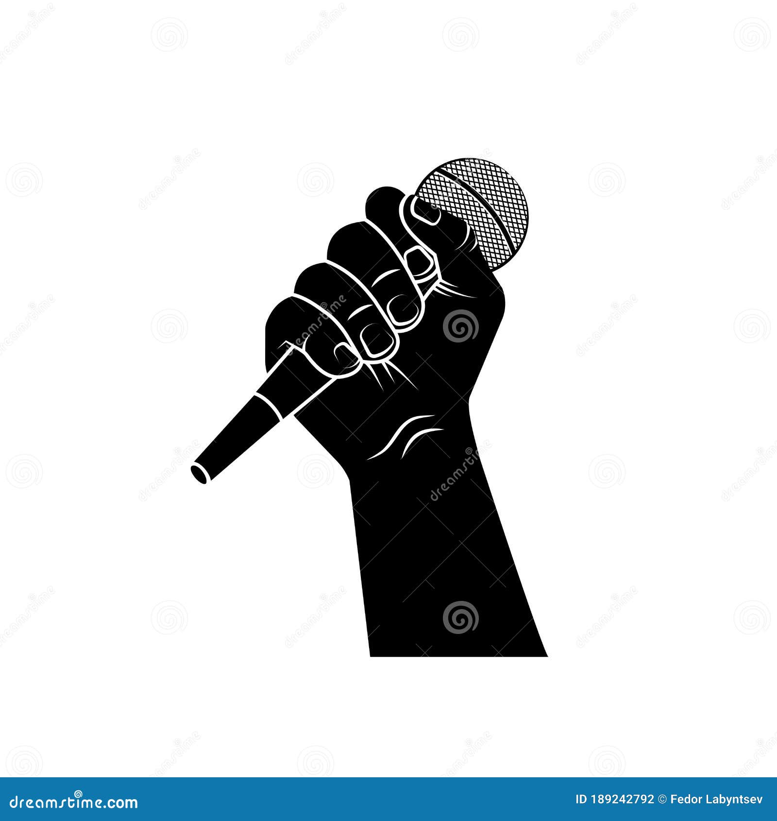Hand with Microphone Vector Illustration Stock Vector - Illustration of ...