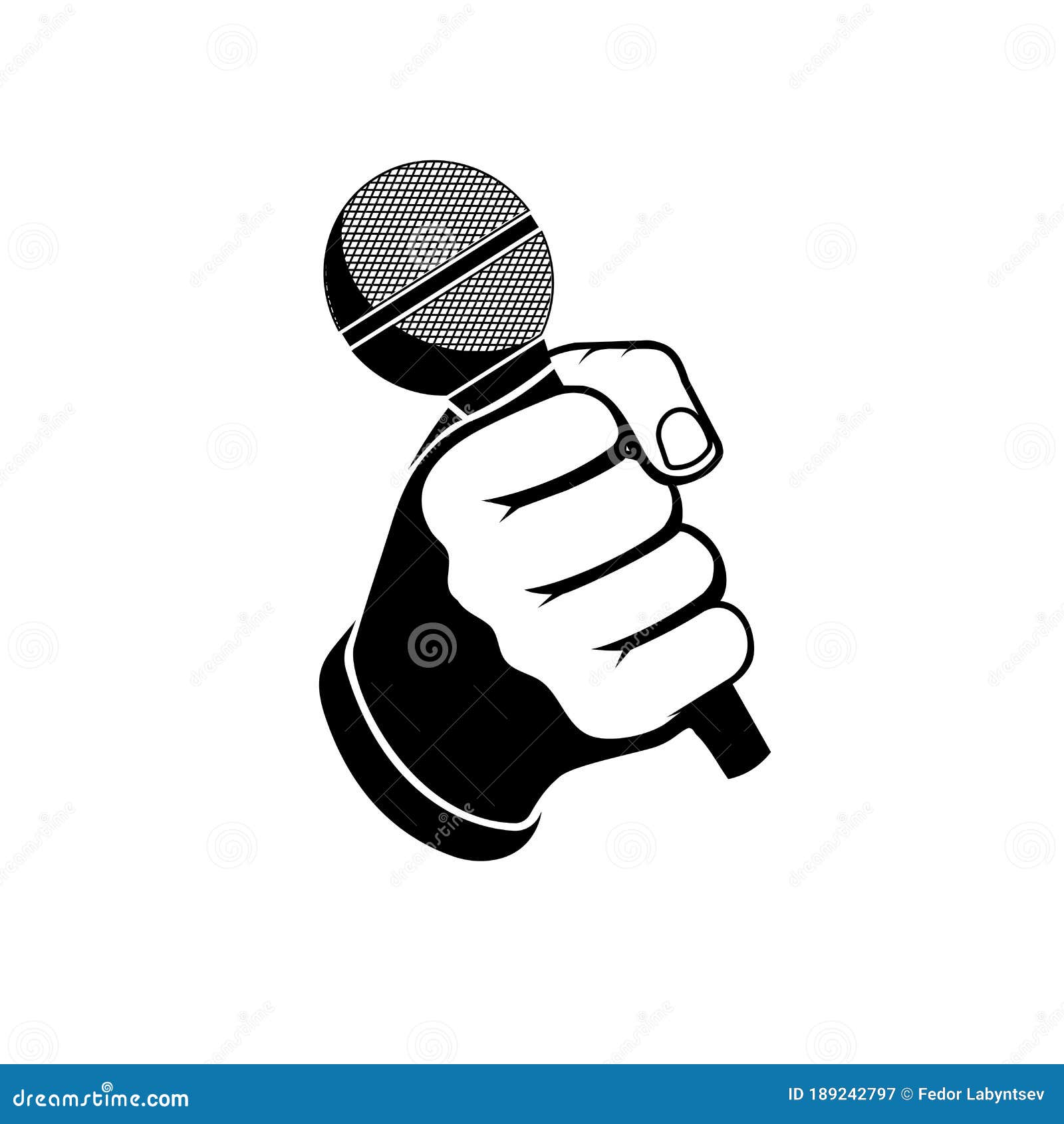 Hand with Microphone Vector Illustration Stock Vector - Illustration of ...