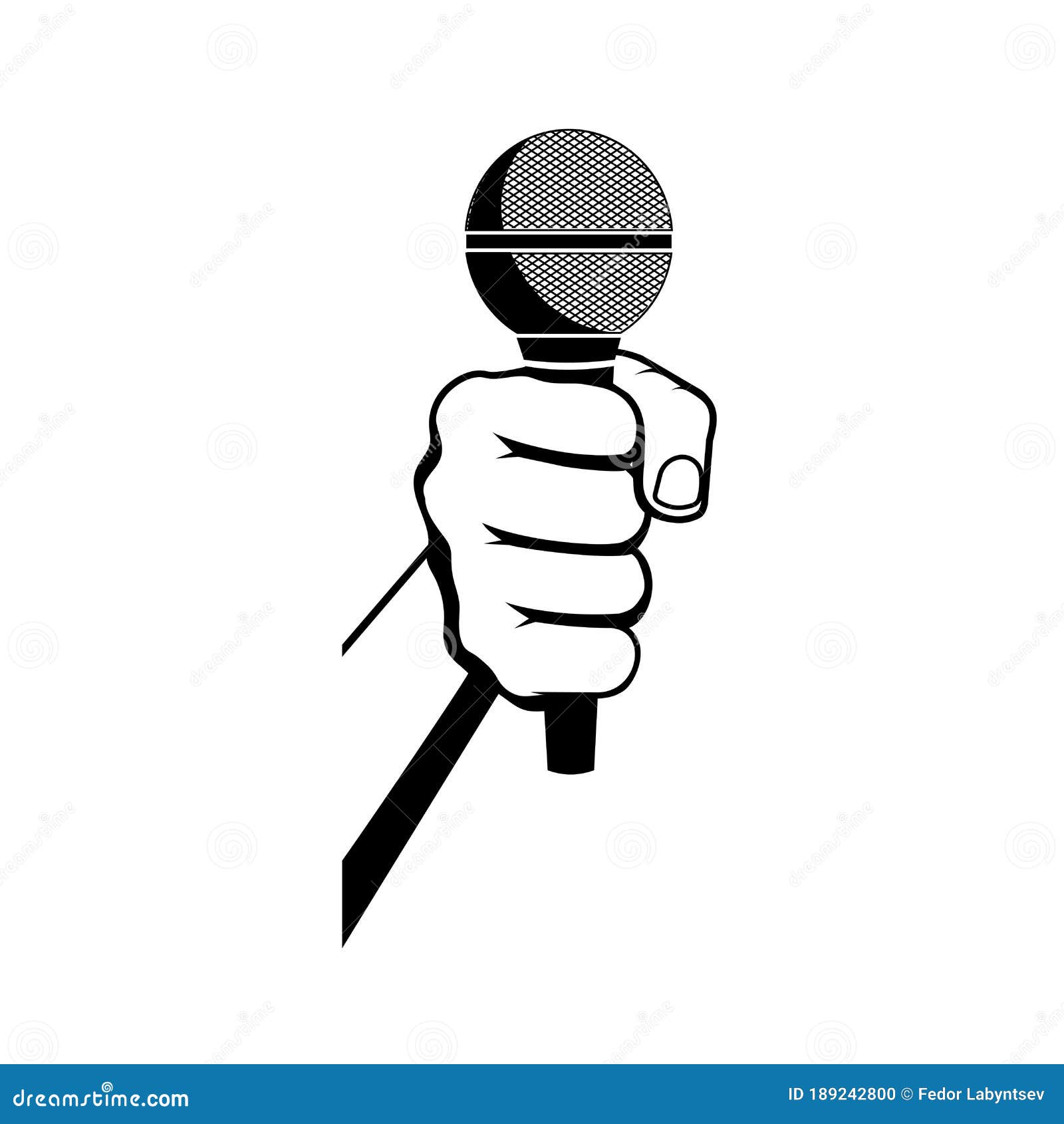 Hand with Microphone Vector Illustration Stock Vector - Illustration of ...