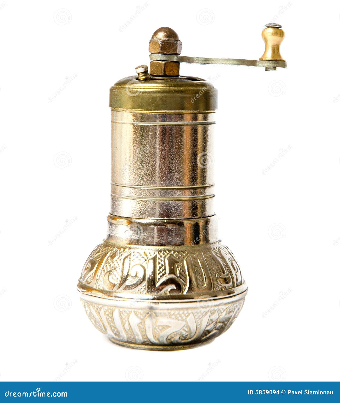 Hand Mill And Wooden Spoons With Spices On A Dark Background. The ...