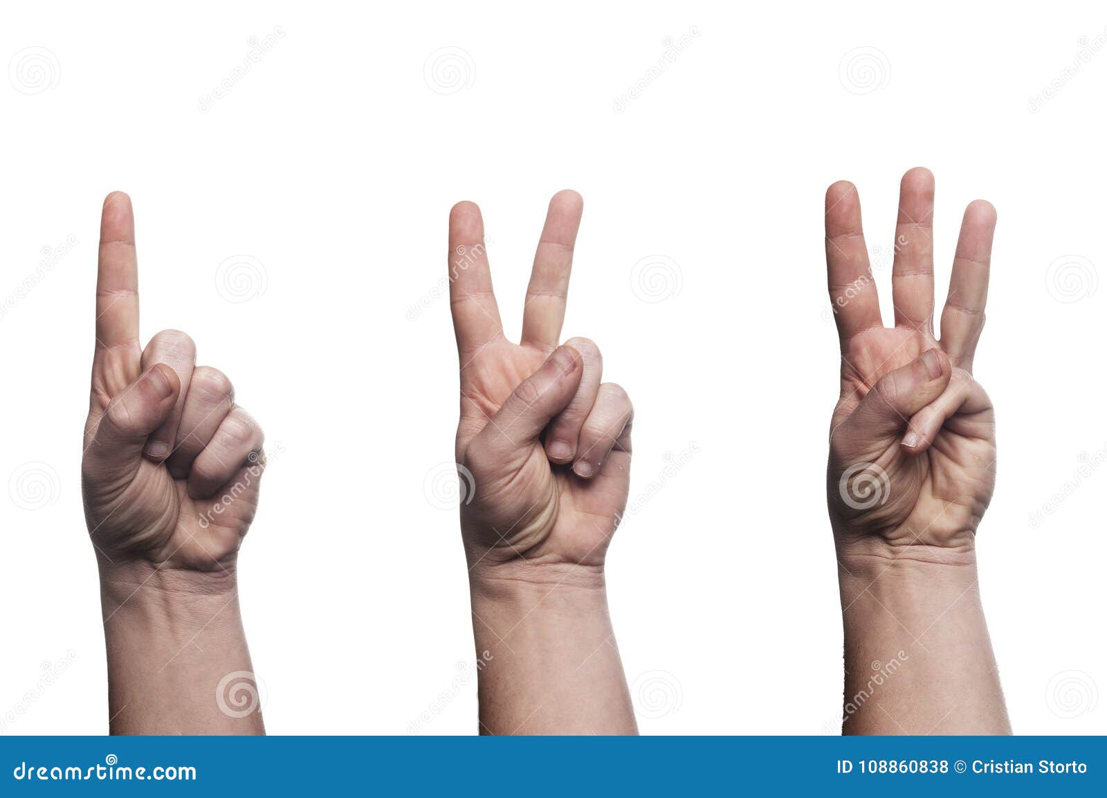Hand Mimic Numbers Isolated on White Background Stock Photo - Image of ...