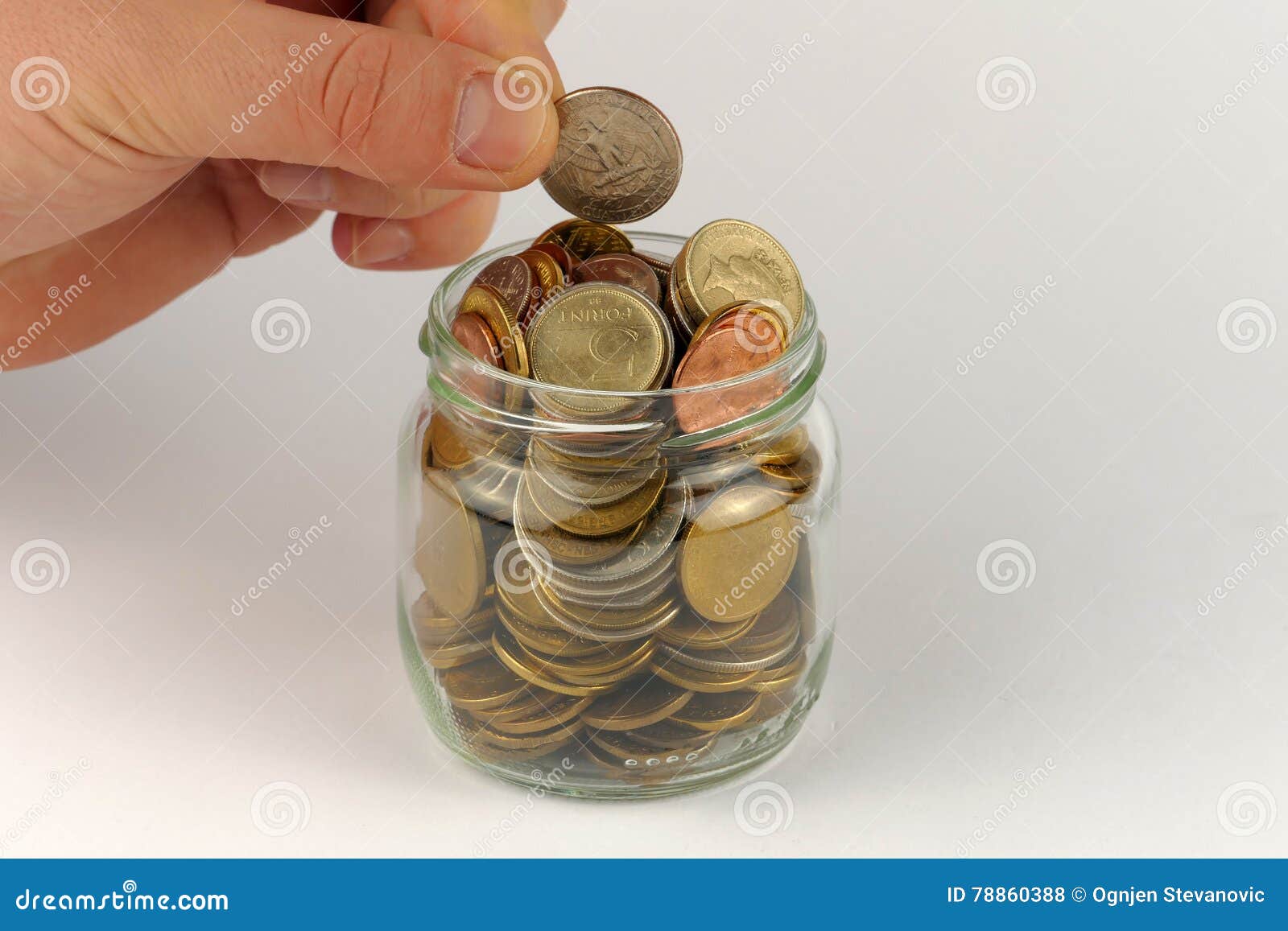 Hand Mimic with Pile of Coins Stock Photo - Image of bill, collect ...