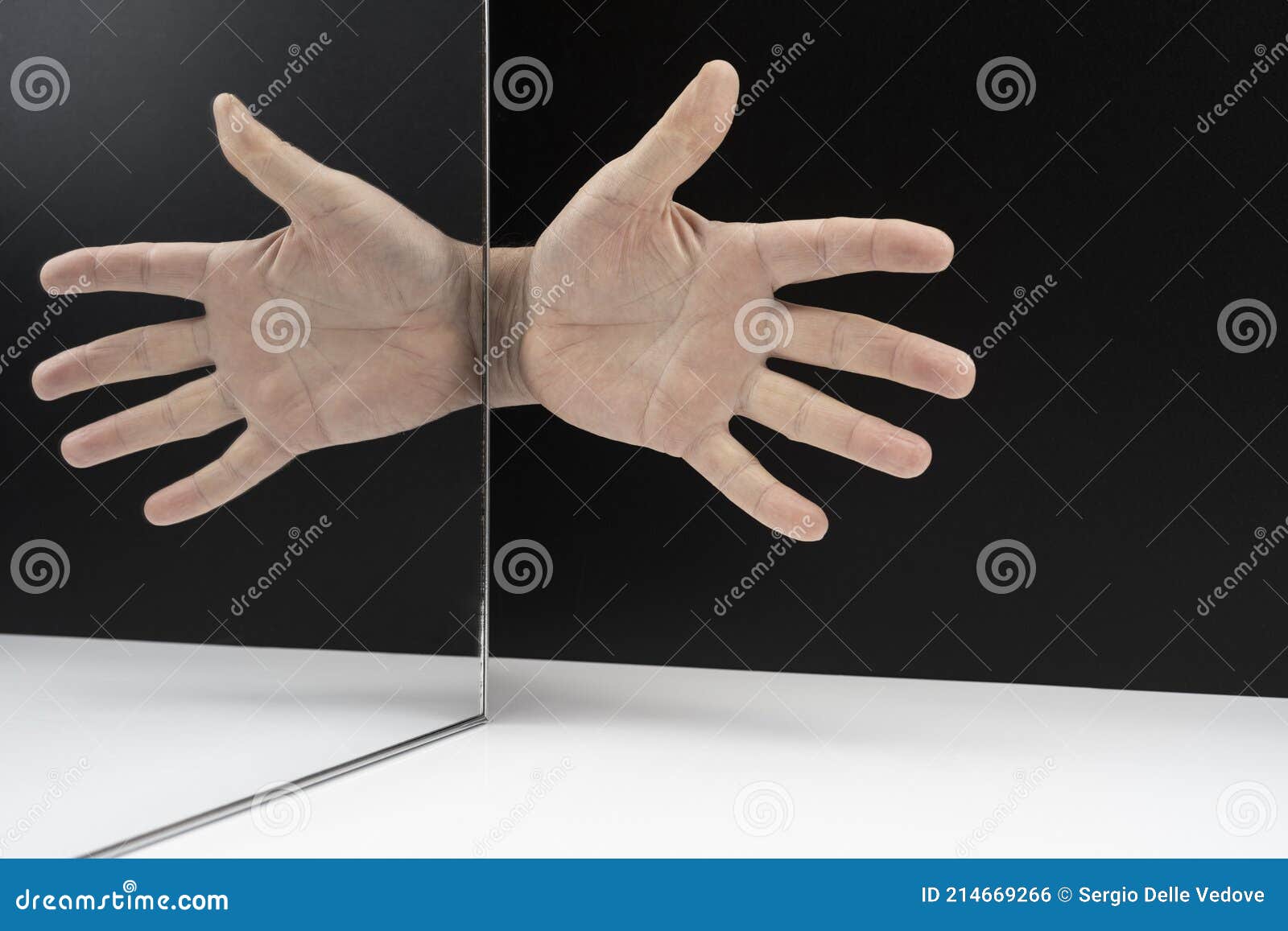Hand and mirror stock photo. Image of difference, masculine - 214669266