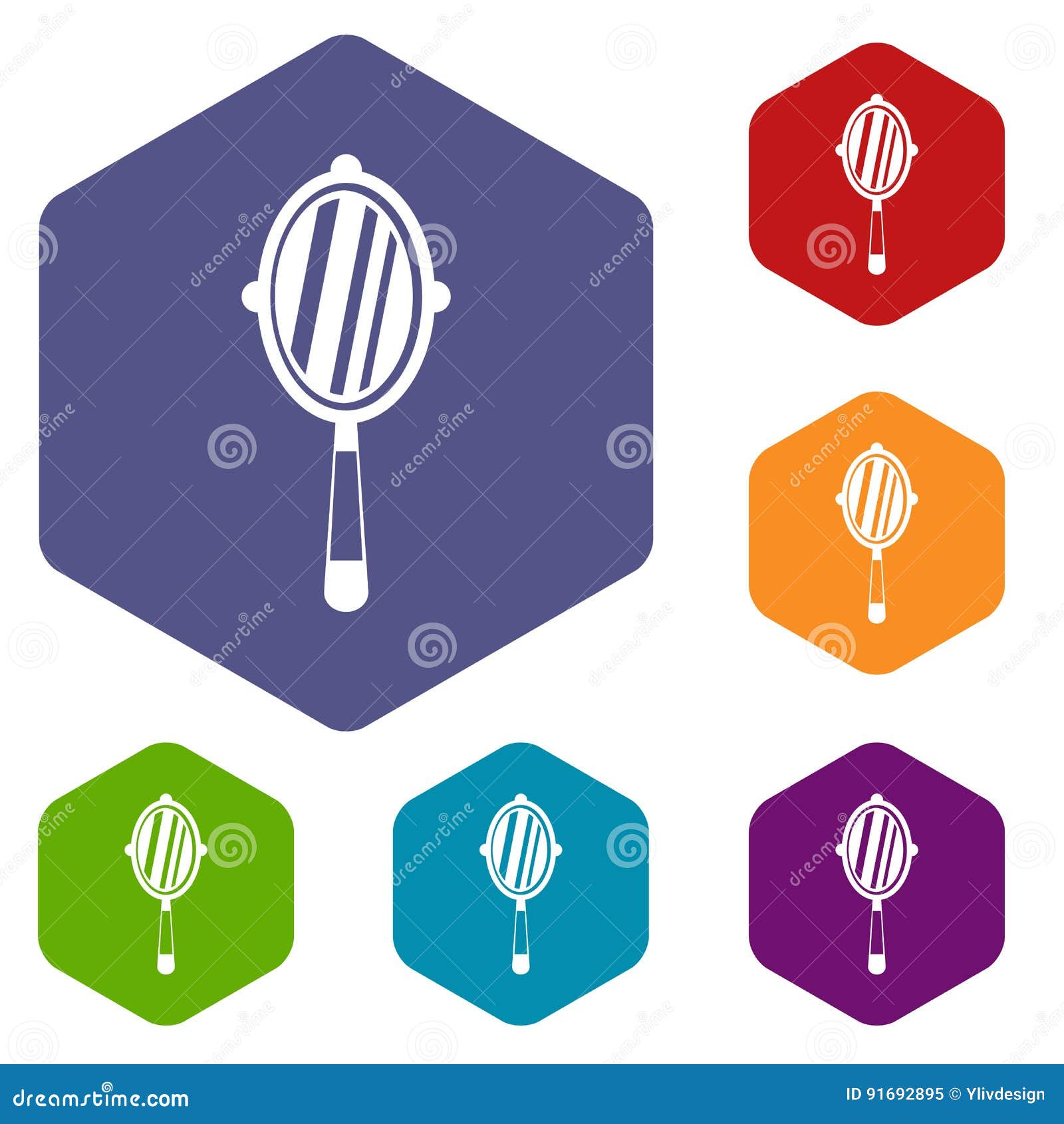 Hand Mirror Icons Set Hexagon Stock Vector - Illustration of handle ...