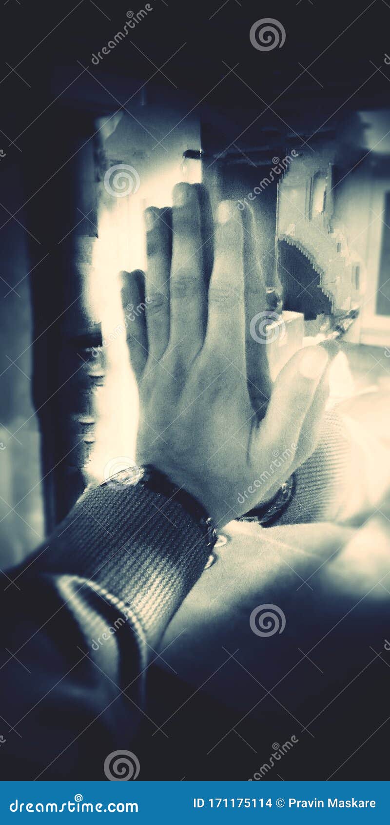 Hand Mirror Reflection Picture Fingers Stock Photo - Image of ...