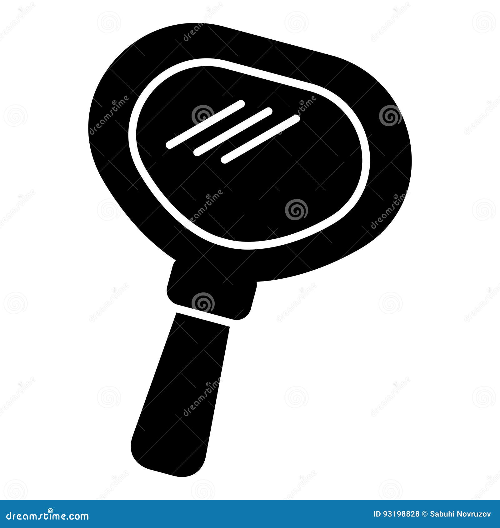Hand Mirror Vector Icon. Black and White Mirror Illustration. Solid ...