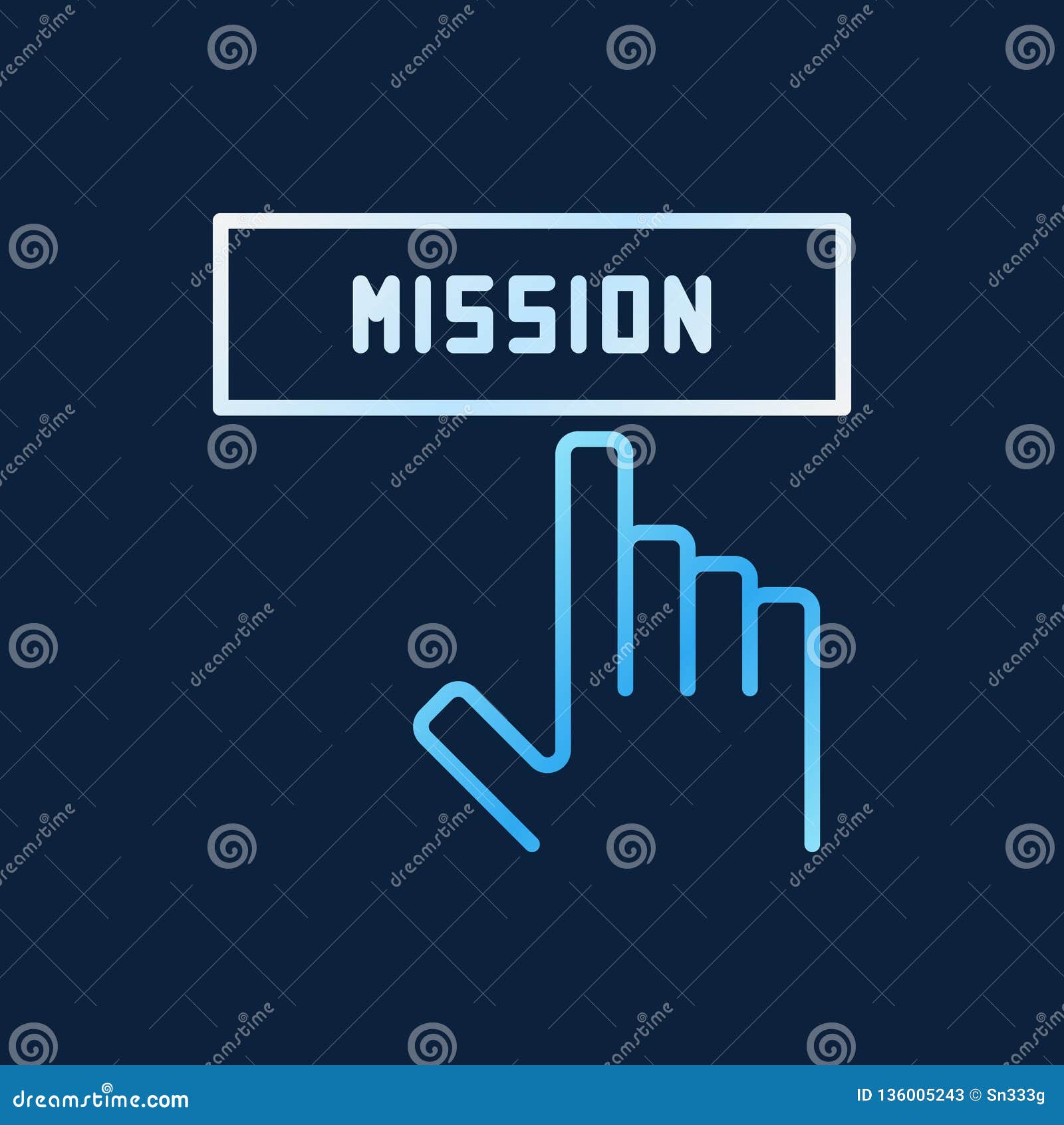 Hand and Mission Button Vector Colored Line Icon Stock Vector ...