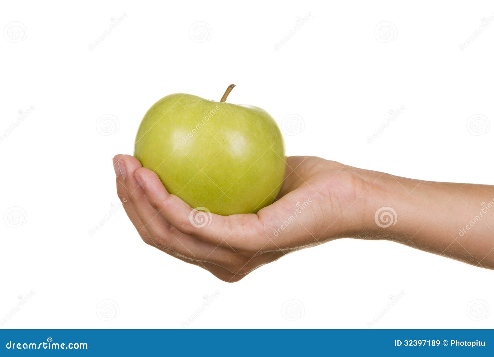 Hand mit einem Apfel stockbild. Bild von nahaufnahme - 32397189