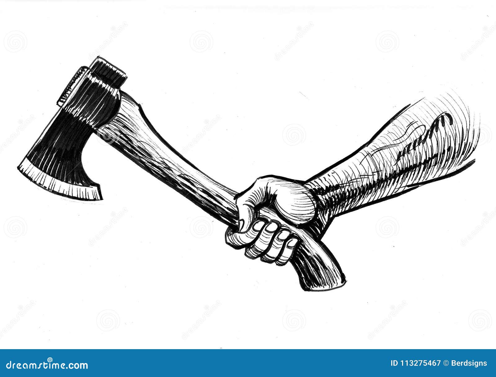 Hand mit einer Axt stock abbildung. Illustration von gestaltungsarbeit ...