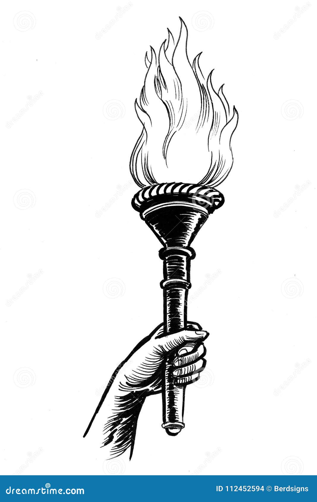 Hand mit einer Fackel stock abbildung. Illustration von weinlese ...