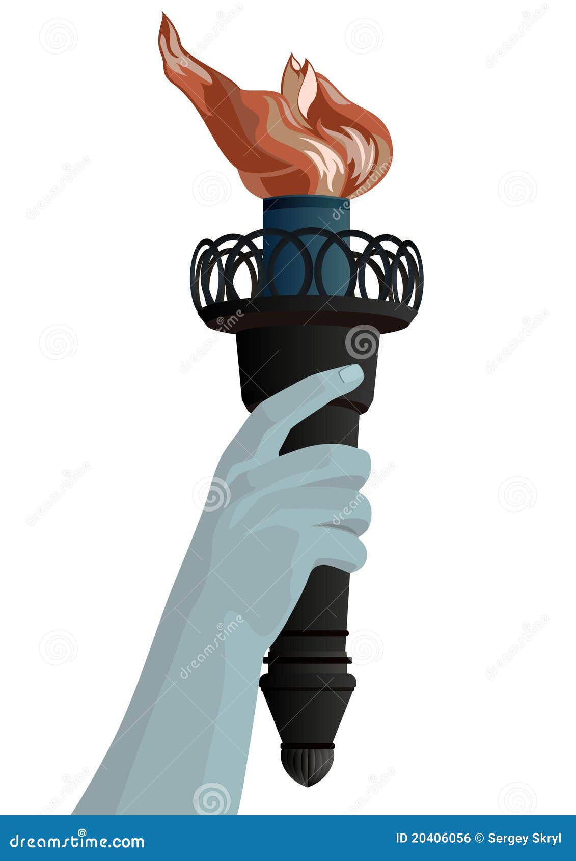 Hand mit einer Fackel vektor abbildung. Illustration von schwarzes ...