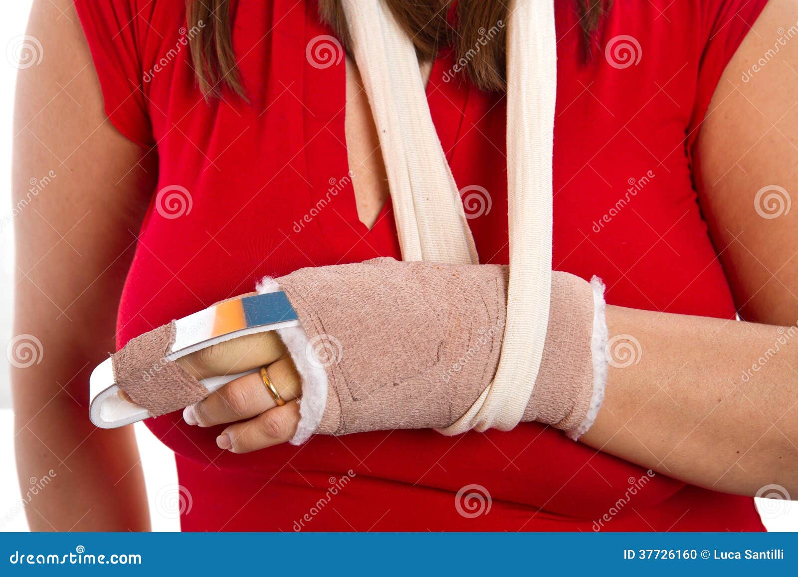 Hand Mit Einer Schiene Auf Dem Mittelfinger Stockfoto - Bild von ...