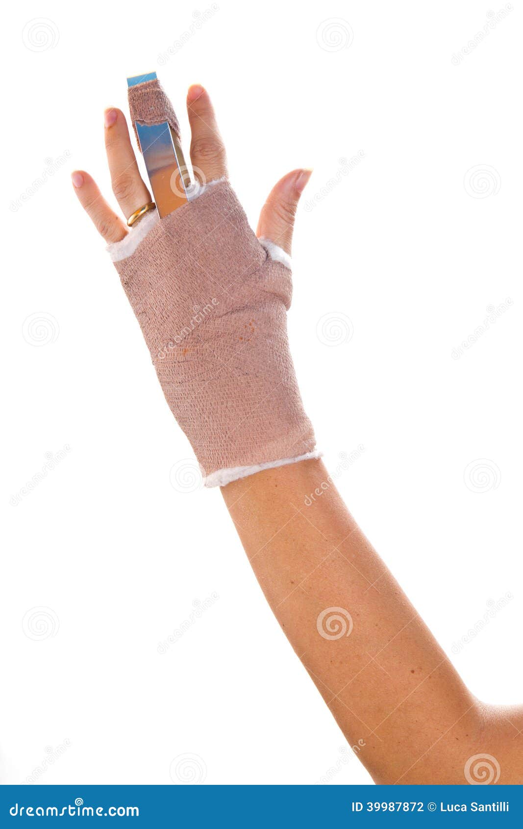 Hand Mit Einer Schiene Auf Dem Mittelfinger Stockfoto - Bild von ...