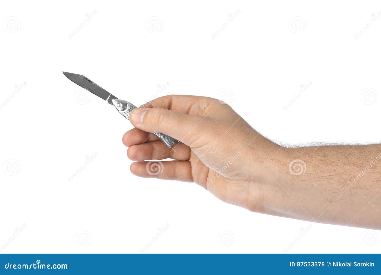 Hand Mit Geformtem Messer Der Fische Stockfoto - Bild von fleisch, hand ...