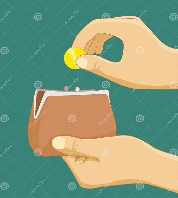 Hand mit Geldbeutel vektor abbildung. Illustration von bargeld - 85805099