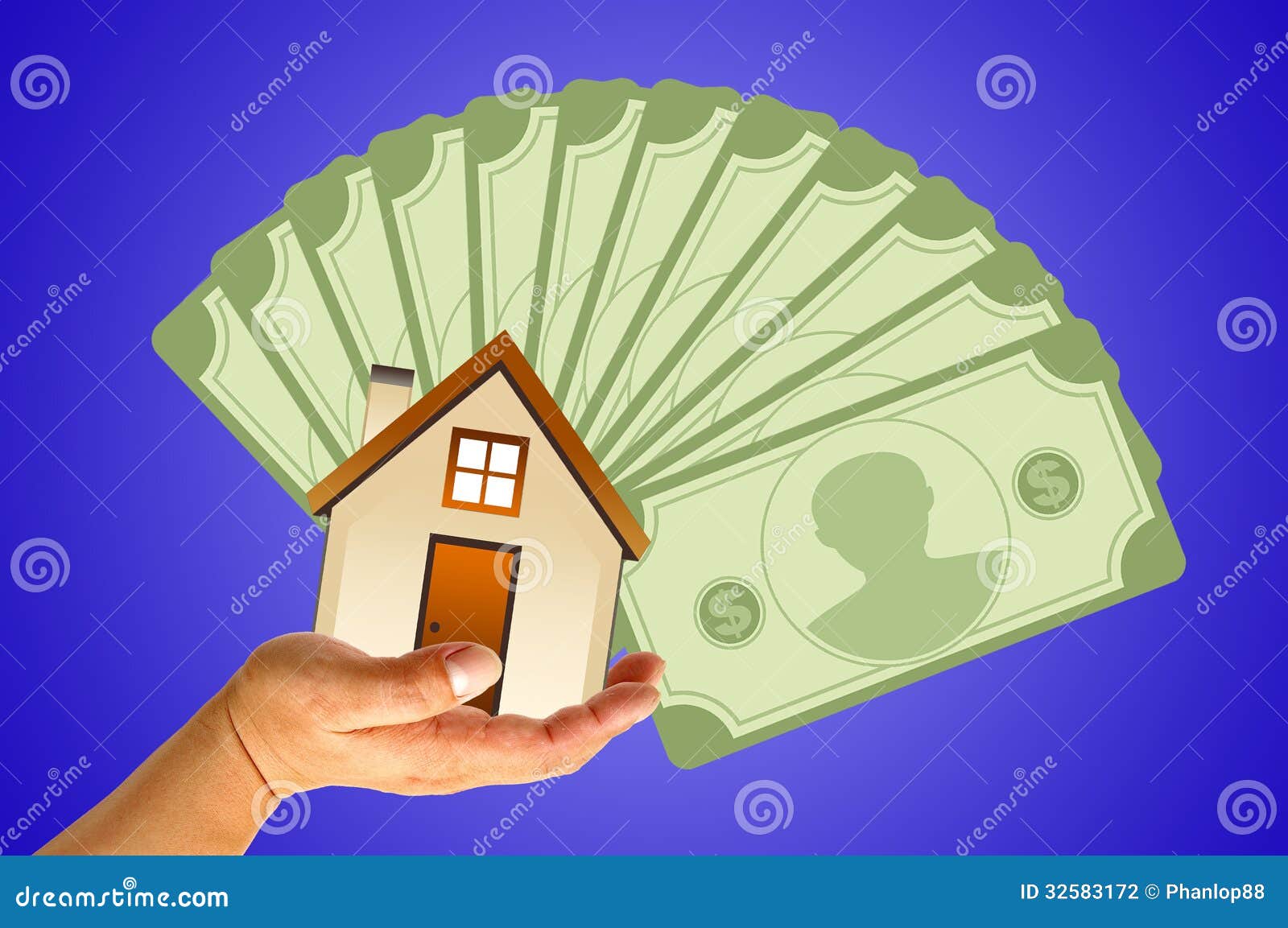 Hand mit Haus stock abbildung. Illustration von haus - 32583172