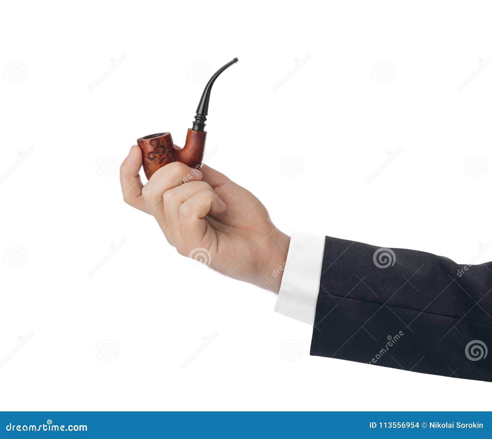 Hand mit Pfeife stockfoto. Bild von gefahr, verbot, nikotin - 113556954