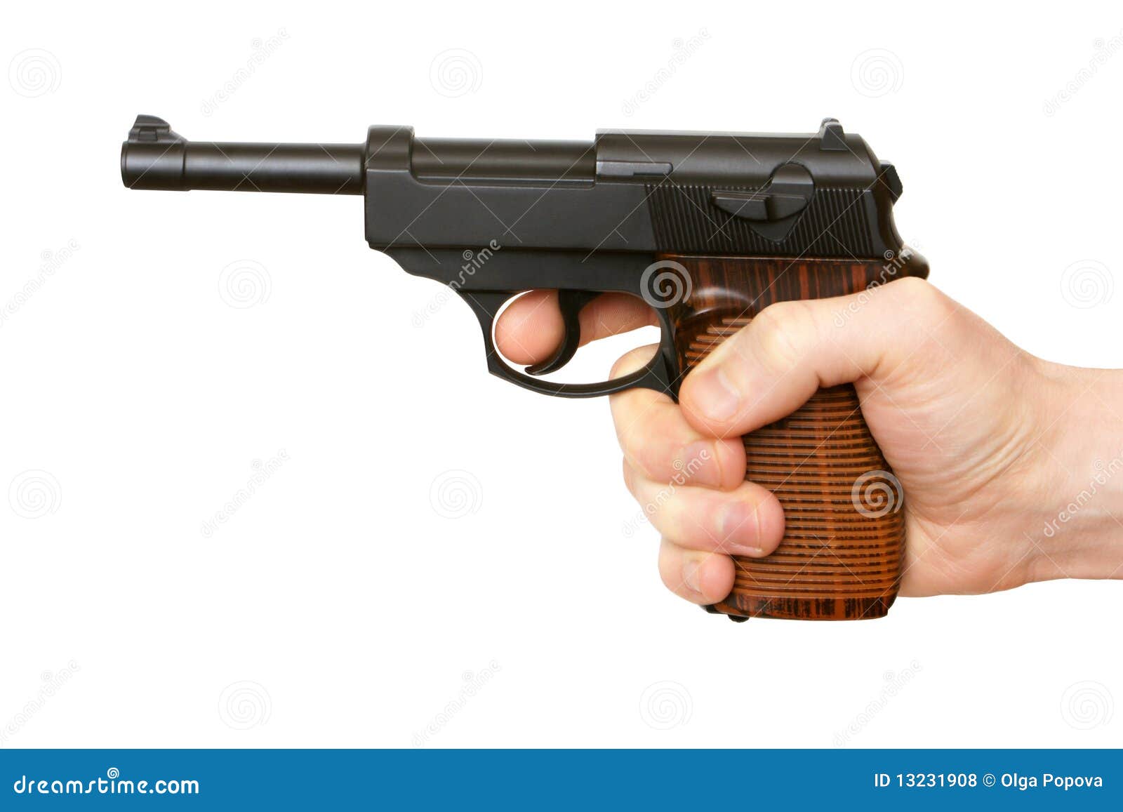 Hand mit Pistole stockfoto. Bild von komprimiert, metall - 13231908