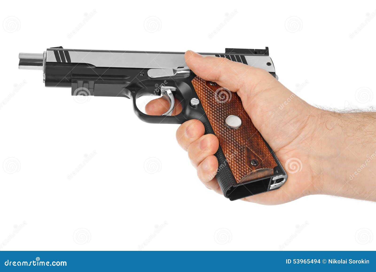 Hand mit Pistole stockfoto. Bild von gefahr, getrennt - 53965494