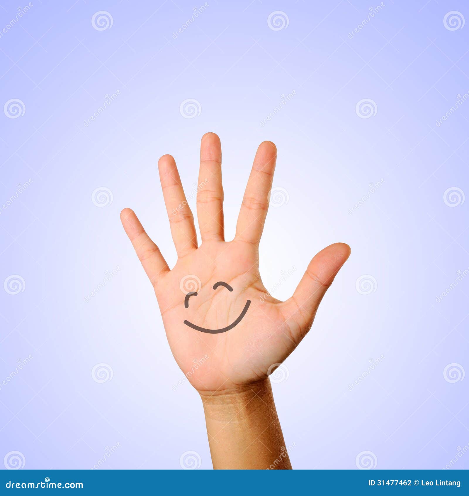 Hand mit Smiley Palm Face stockfoto. Bild von palme, freude - 31477462