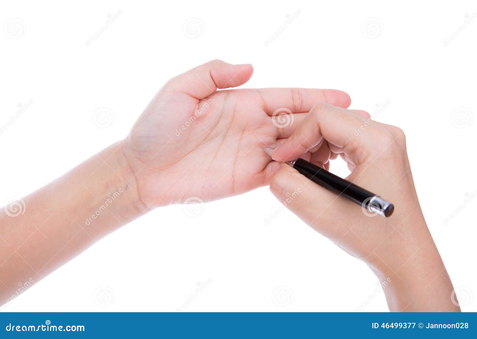 Hand Mit Stift Schreiben Etwas Stockbild - Bild von horizontal, finger ...
