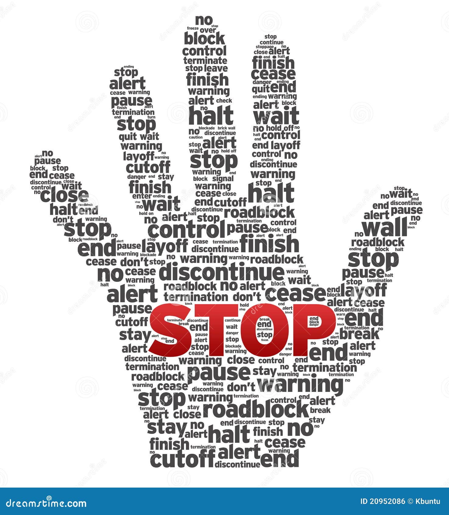 Hand mit Wörtern stock abbildung. Illustration von meldung - 20952086