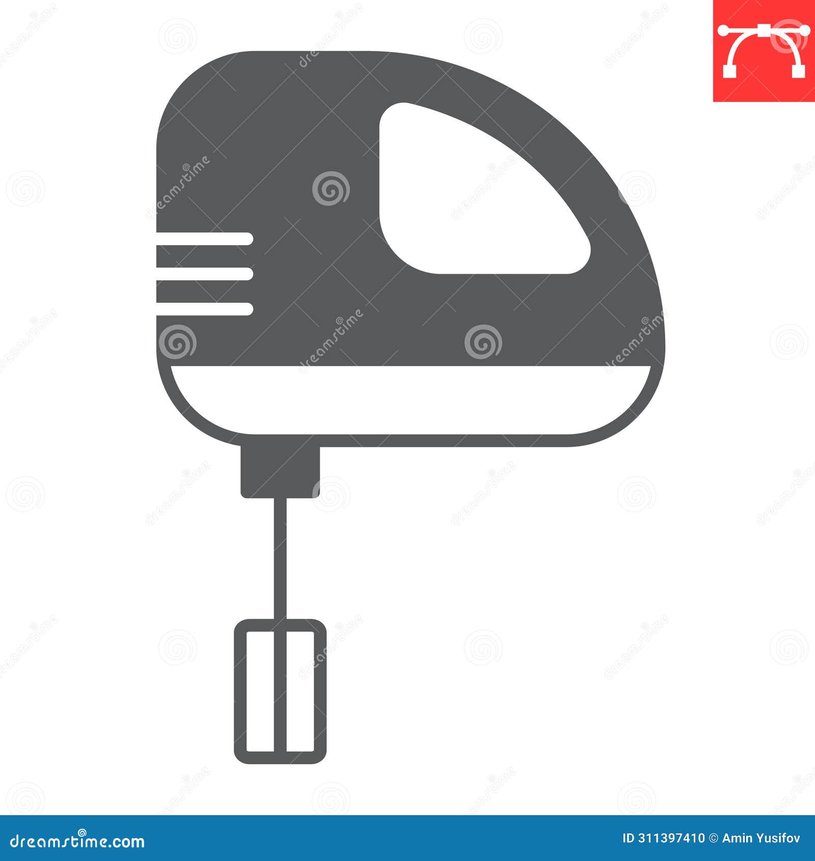 Hand mixer glyph icon stock vector. Illustration of dessert - 311397410