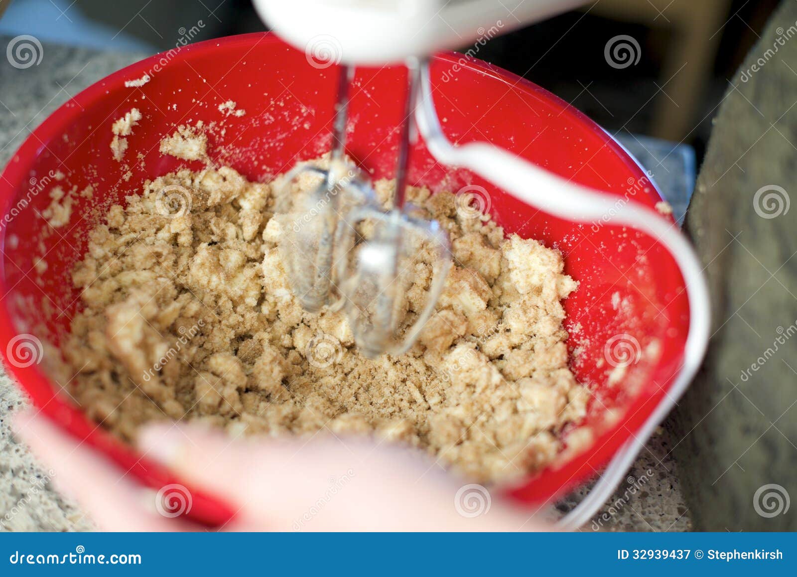 Hand Mixer Mixes Cake Ingredients, Centered Stock Image - Image of ...