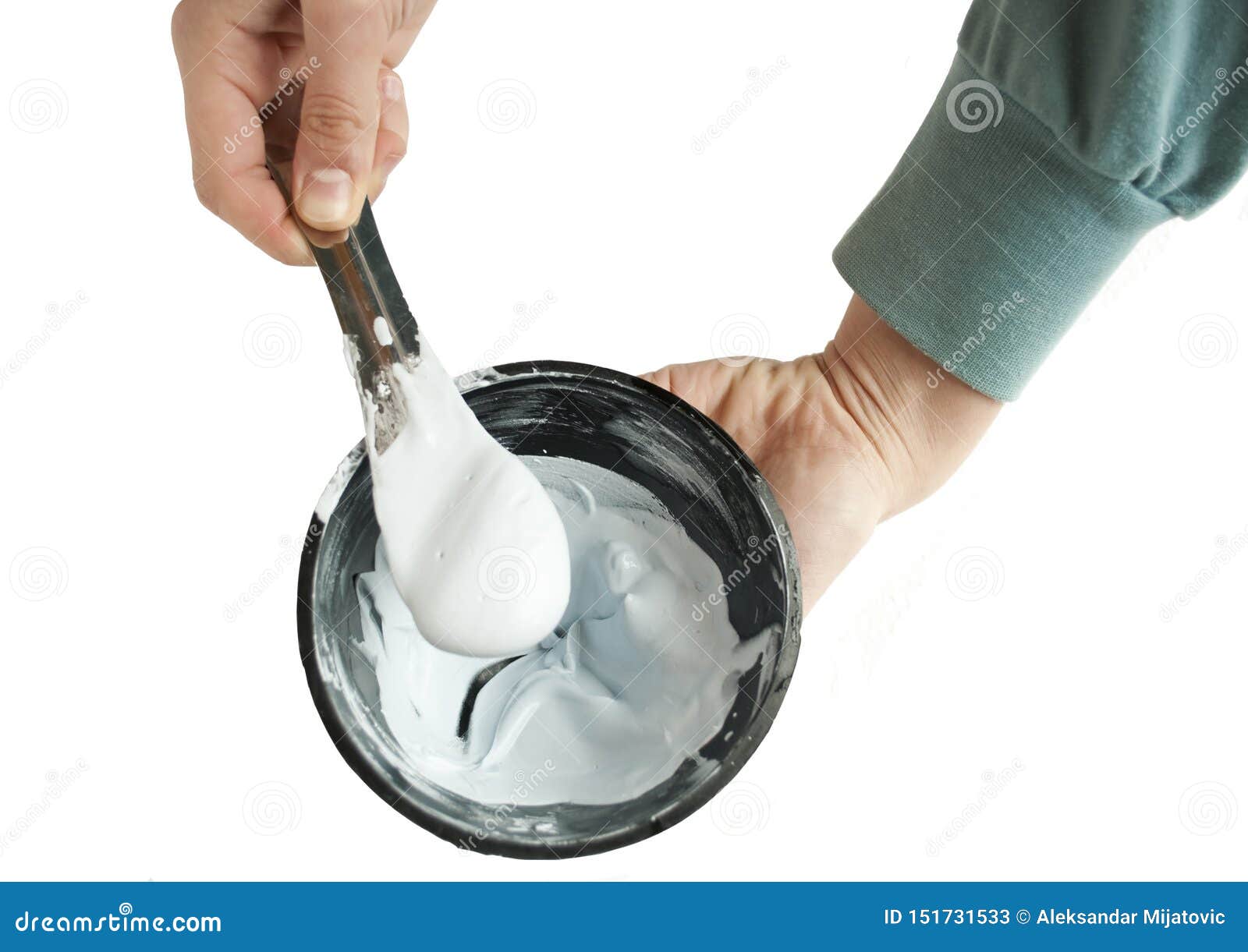 Hand mixing plaster stock image. Image of blend, action - 151731533