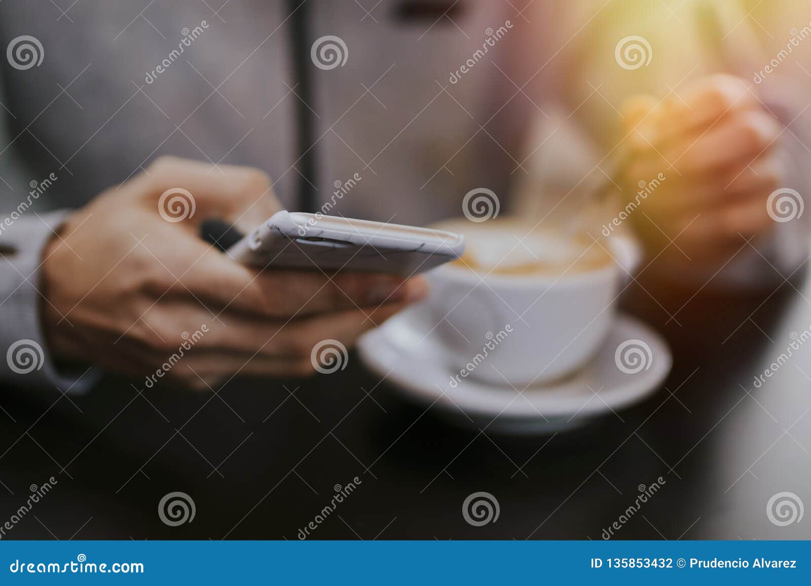 Closeup Mobile Phone and Coffee Stock Photo - Image of morning, casual ...