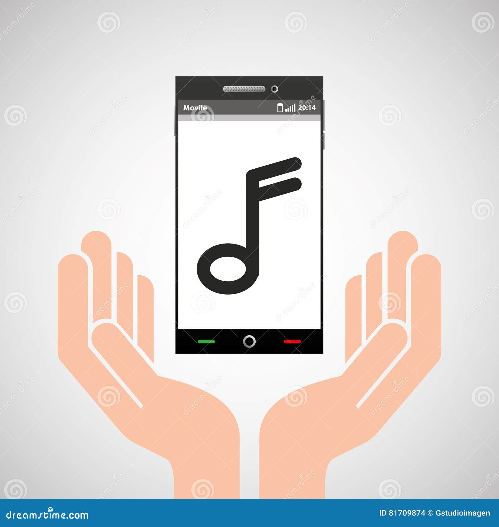Hand Mobile Phone Music Note Stock Vector - Illustration of icon ...