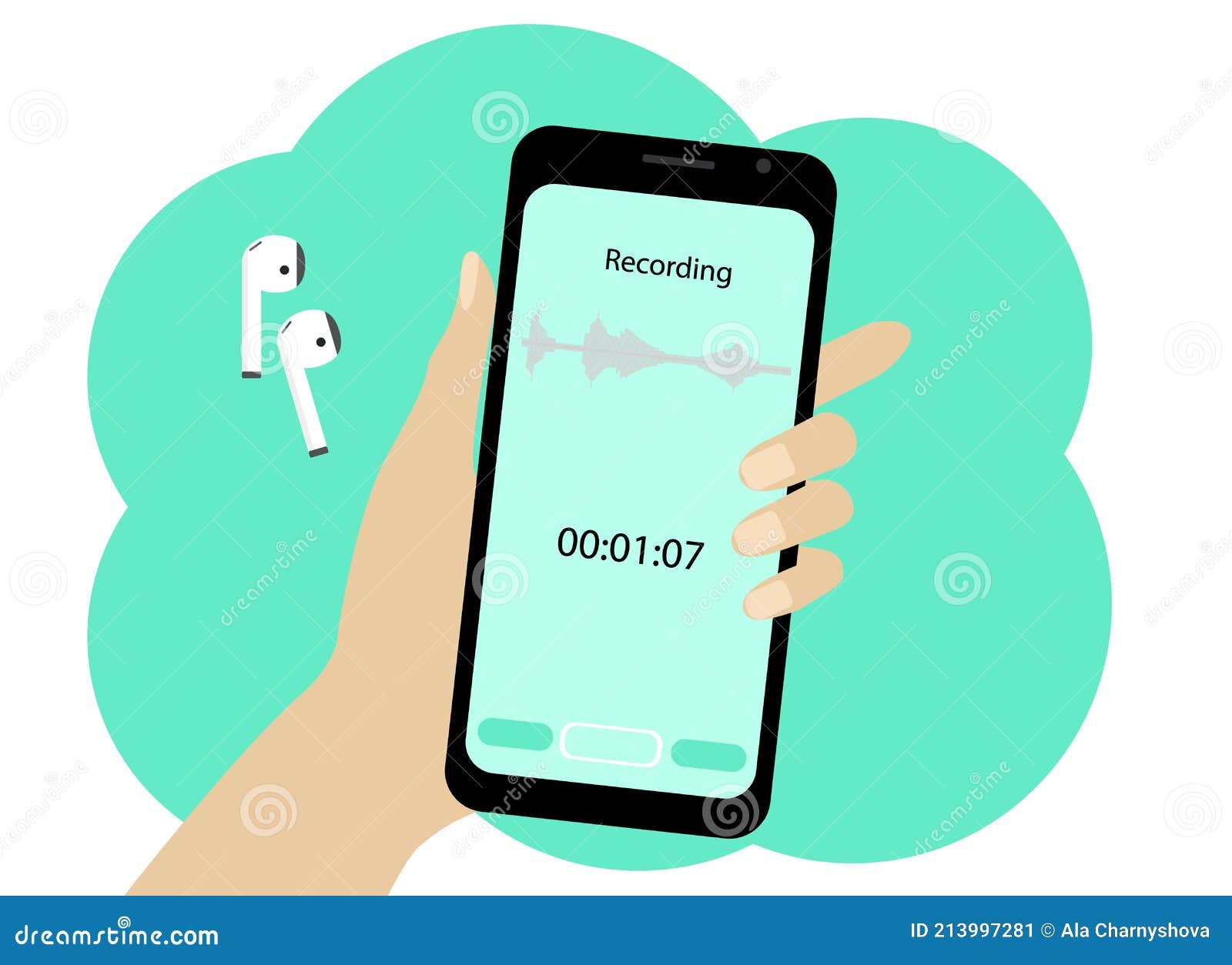 Hand with a Mobile Phone. the Phone is Recording a Voice Message Stock ...