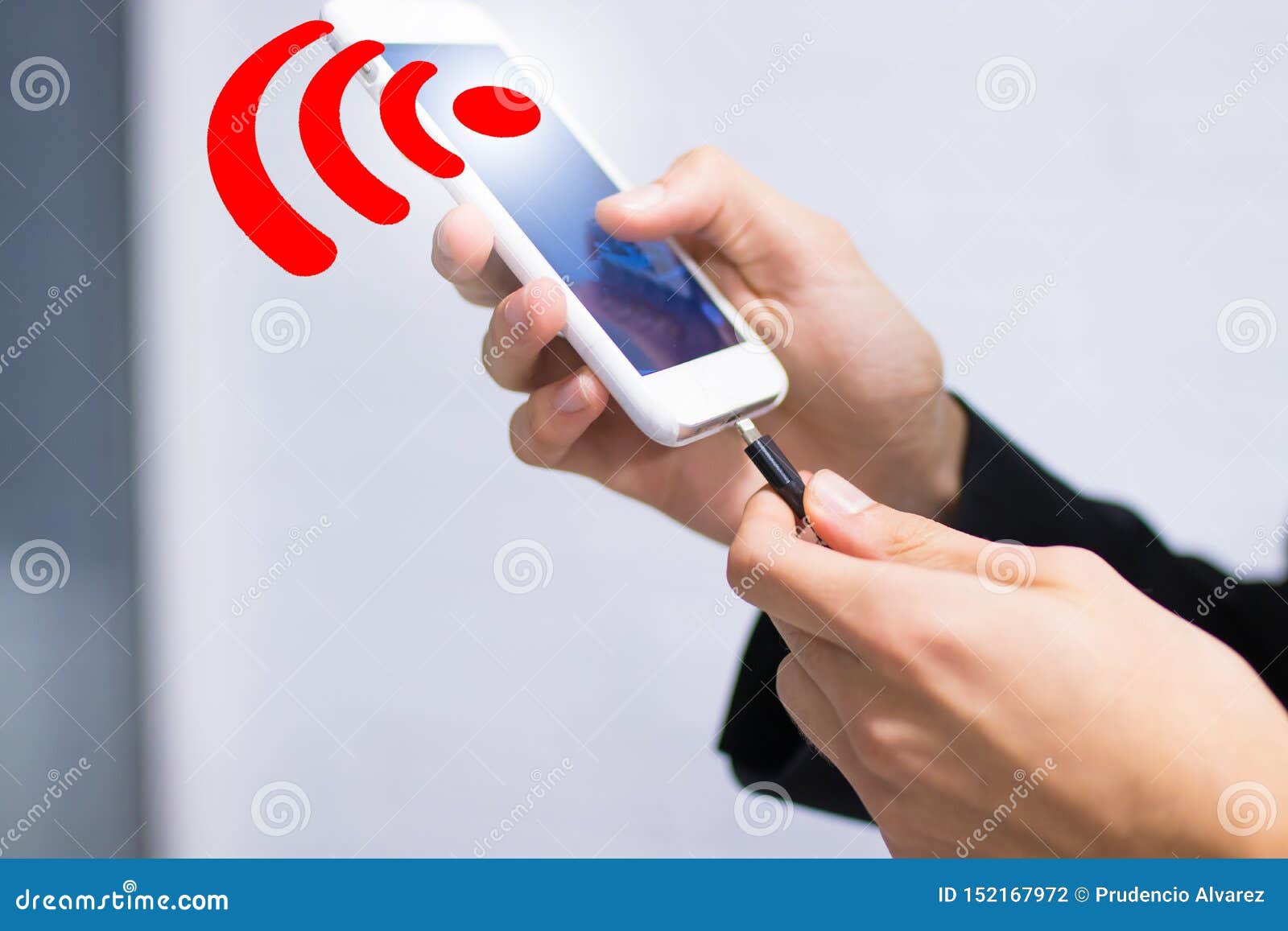 Hand with Mobile Phone and Wifi Signal Stock Photo - Image of ...