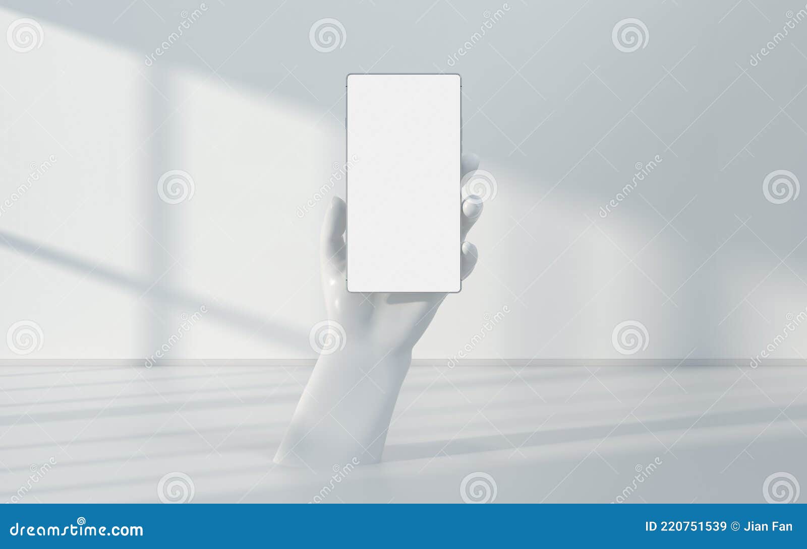 Hand and Mobile with White Background, 3d Rendering Stock Illustration ...