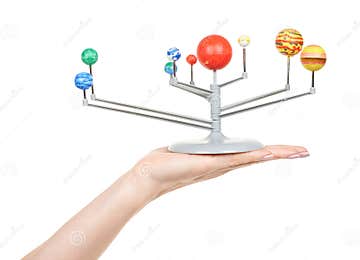Hand with Model of Solar System Isolated on White Background Stock ...