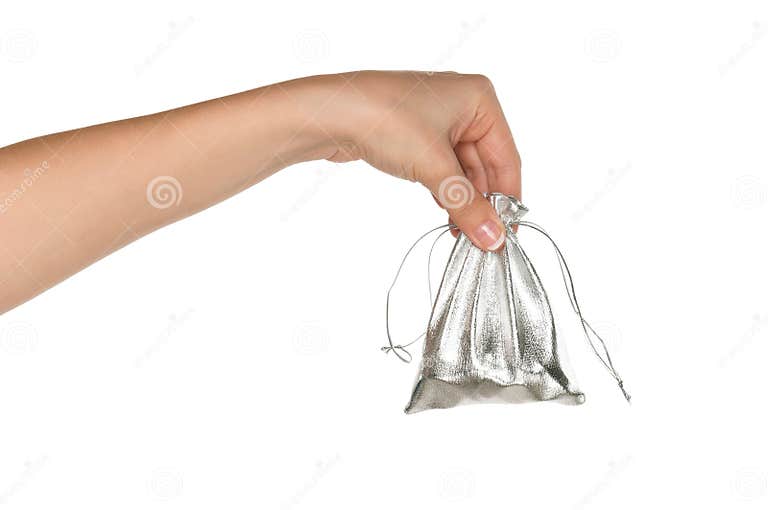 Hand with money bag stock image. Image of holding, cash - 23997717