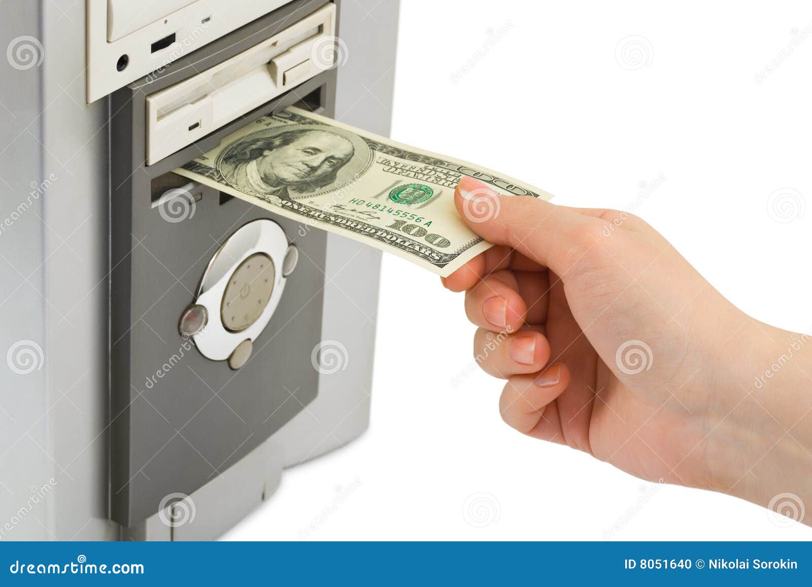 Hand with Money and Computer Stock Photo - Image of abstract, desktop ...