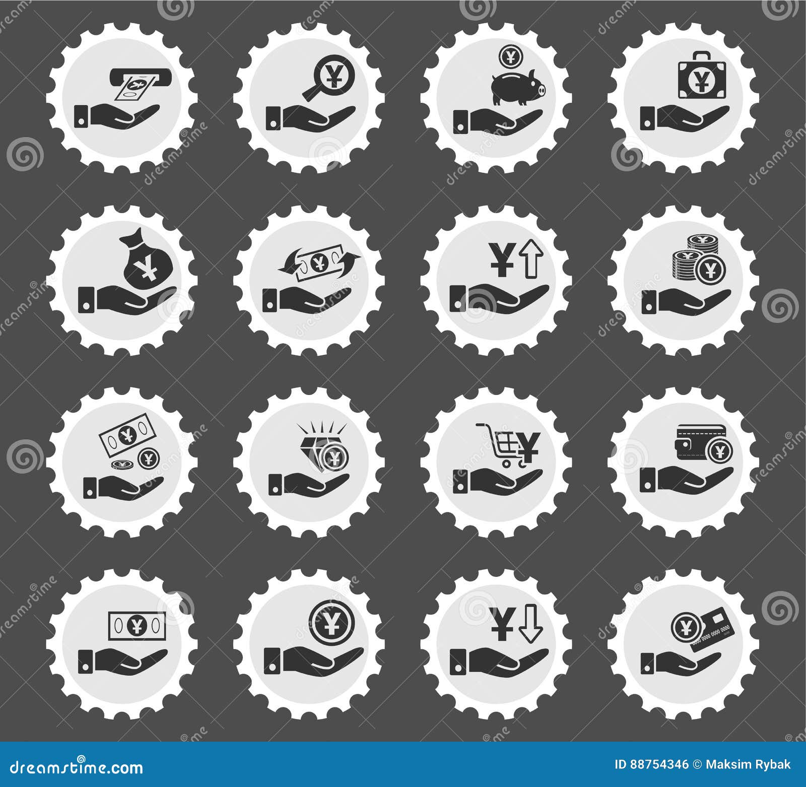 Hand and money icon set stock illustration. Illustration of business ...