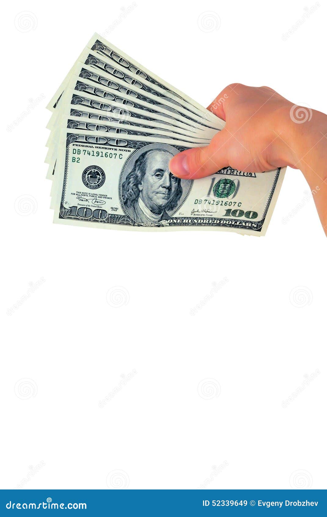Hand with Money Isolated on White Stock Image - Image of banknote, bank ...