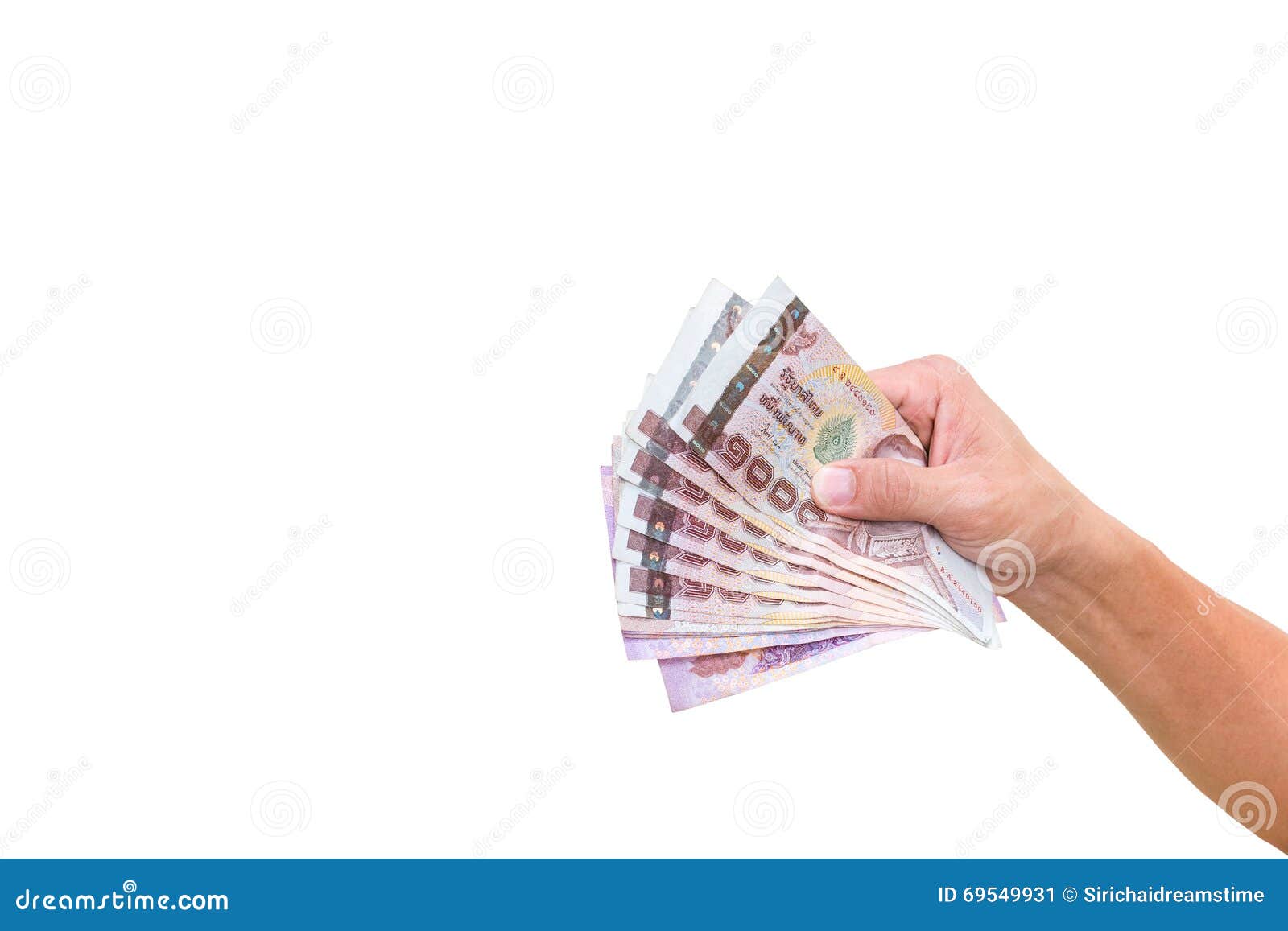 Hand with Money Isolated on a White Background Stock Image - Image of ...