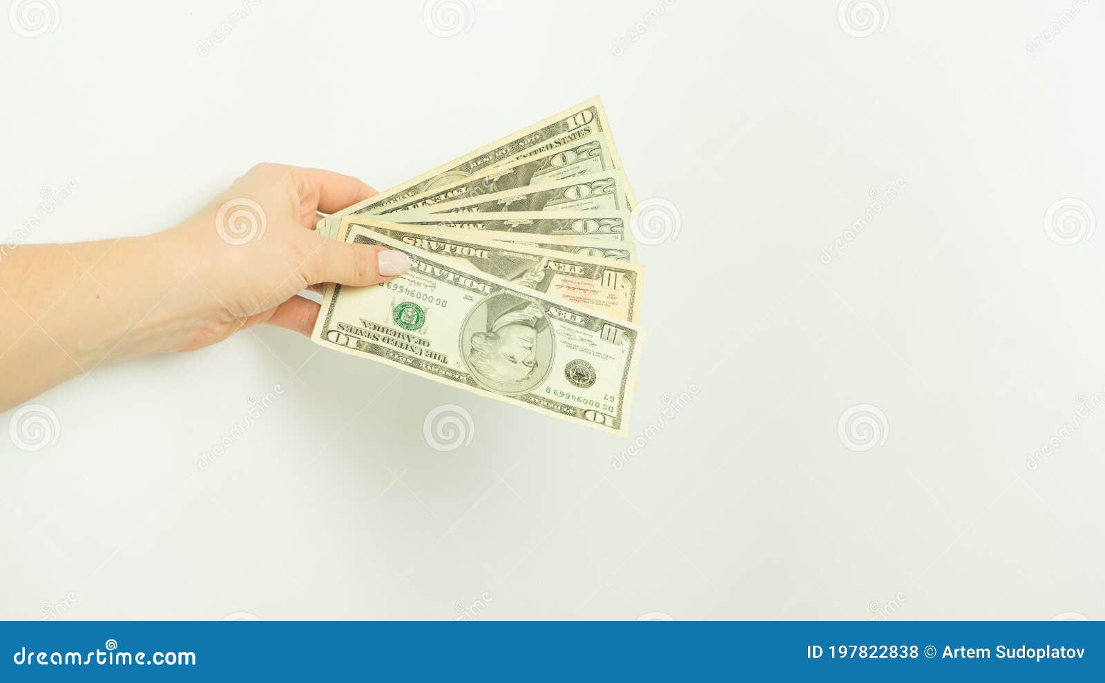 Hand with Money Isolated on a White Background Stock Photo - Image of ...