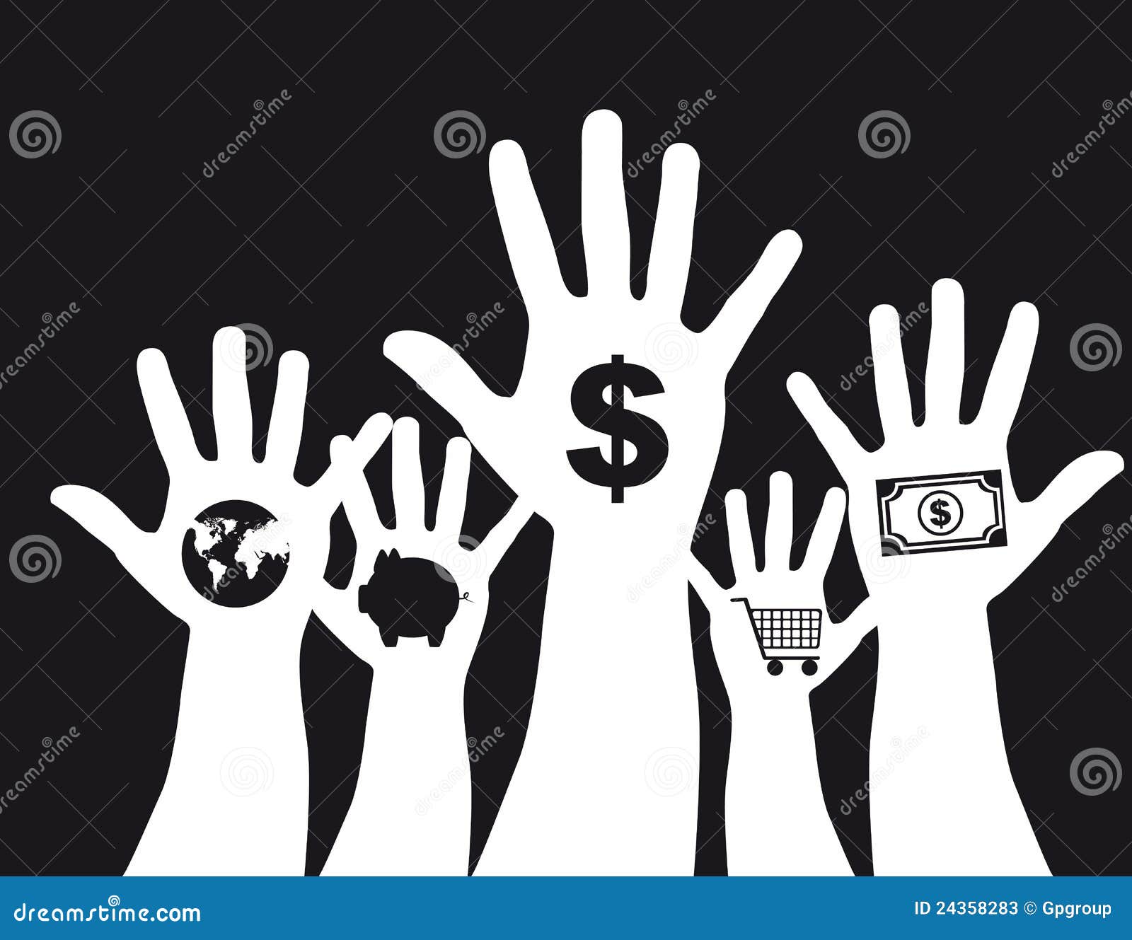 Hand with money sign stock vector. Illustration of bill - 24358283