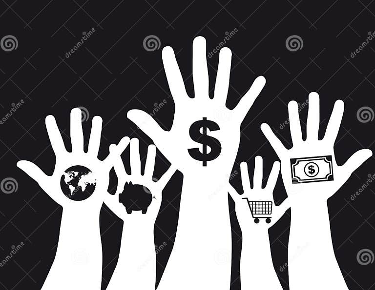 Hand with money sign stock vector. Illustration of bill - 24358283